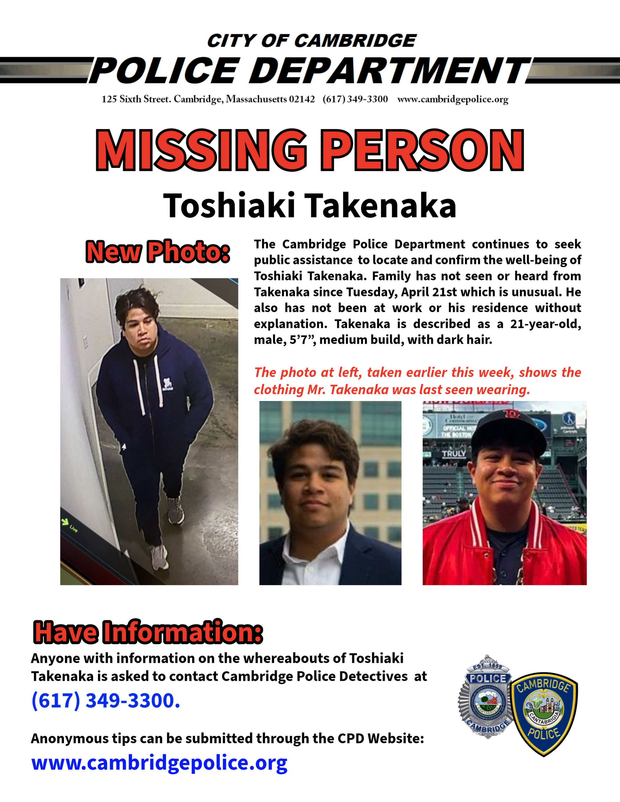 Police update missing person poster, family issues appeal - Cambridge Day